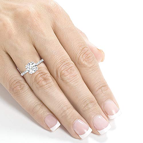 Kobelli Forever One Moissanite and Lab Grown Diamond Engagement Ring 1 3/4 CTW 14k White Gold (DEF/VS), 8.5