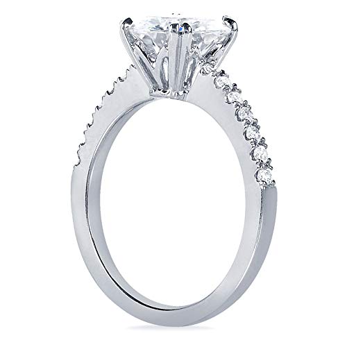 Kobelli Forever One Moissanite and Lab Grown Diamond Engagement Ring 1 3/4 CTW 14k White Gold (DEF/VS), 8.5