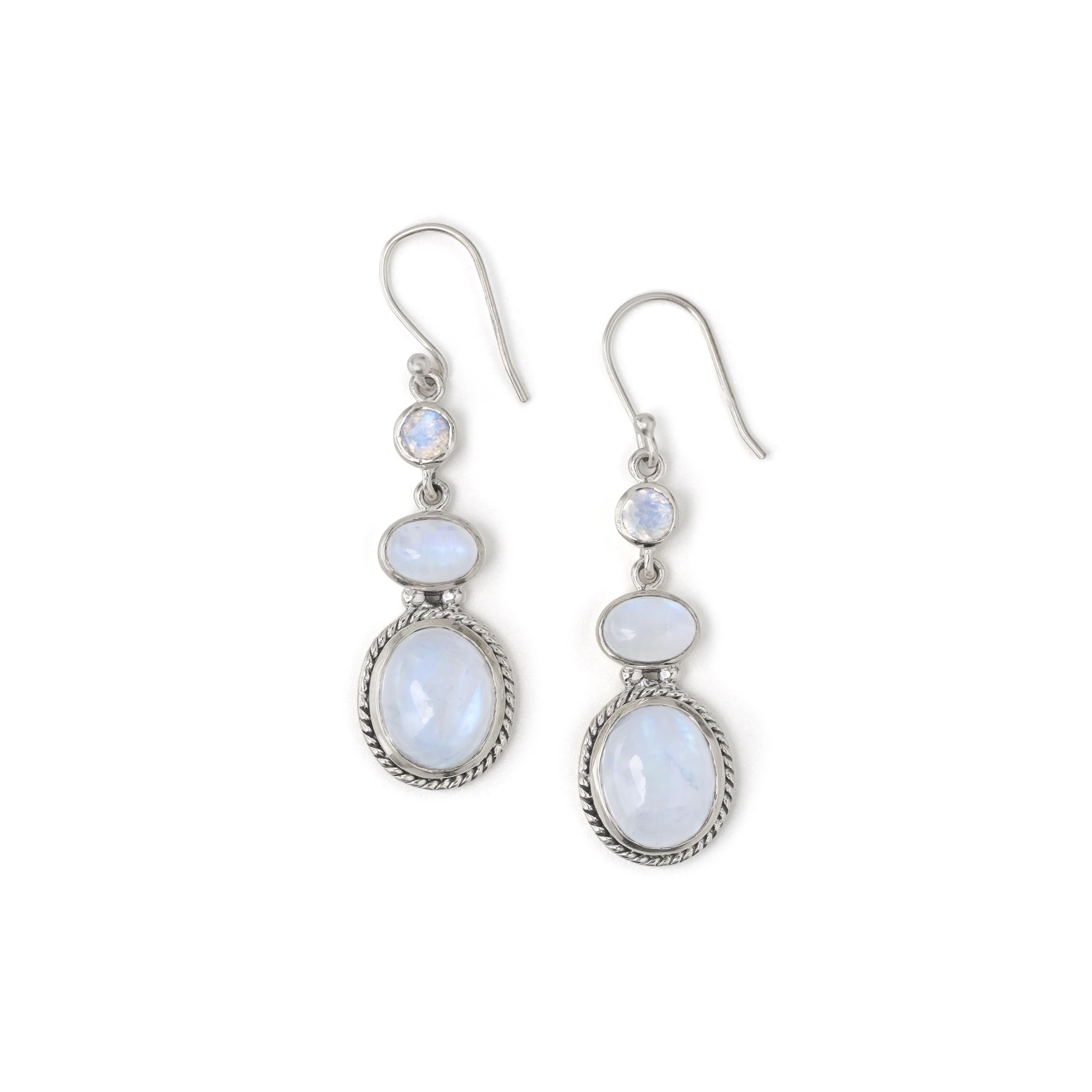 YoTreasure .925 Sterling Silver Natural Moonstone Dangle Earrings Jewelry