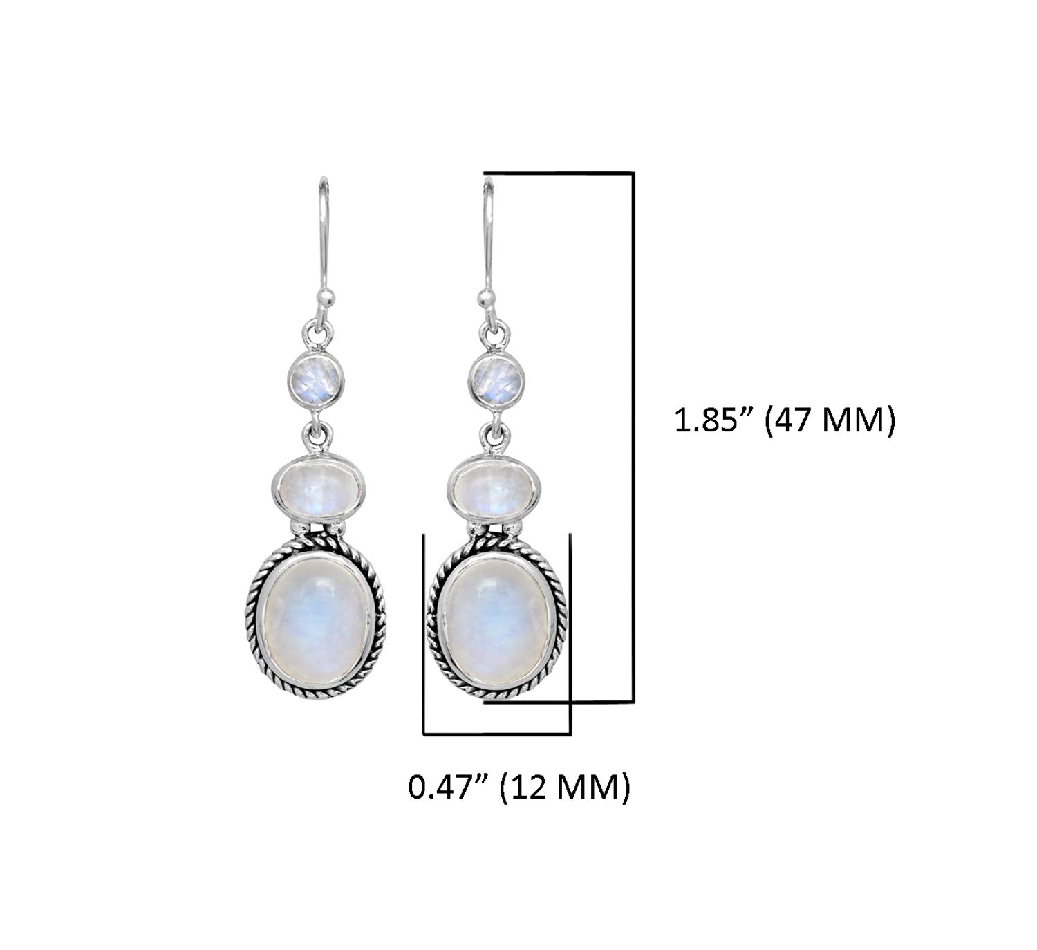 YoTreasure .925 Sterling Silver Natural Moonstone Dangle Earrings Jewelry