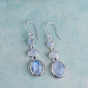 YoTreasure .925 Sterling Silver Natural Moonstone Dangle Earrings Jewelry