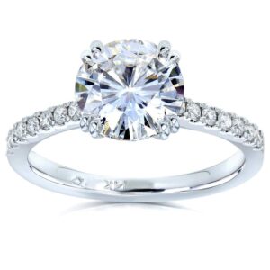 kobelli moissanite and lab grown diamond engagement ring 2 1/10 ctw 14k white gold (gh/vs, def/vs), 8