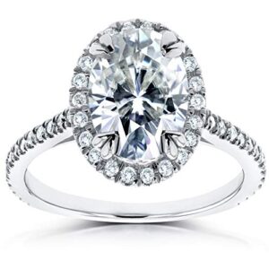 kobelli oval moissanite and lab grown diamond halo engagement ring 1 4/5 ctw 14k white gold (gh/vs, def/vs), 6.5