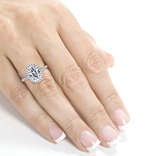 Kobelli Oval Moissanite and Lab Grown Diamond Halo Engagement Ring 1 4/5 CTW 14k White Gold (GH/VS, DEF/VS), 6.5