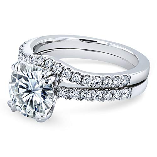 Kobelli Forever One Moissanite and Lab Grown Diamond Bridal Rings Set 2 1/3 CTW 14k White Gold (DEF/VS), 7