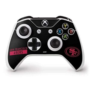 skinit decal gaming skin compatible with xbox one s controller - officially licensed nfl san francisco 49ers black performance series design