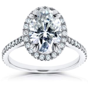 kobelli forever one oval moissanite and lab grown diamond halo engagement ring 1 4/5 ctw 14k white gold (def/vs), 6