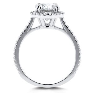 Kobelli Forever One Oval Moissanite and Lab Grown Diamond Halo Engagement Ring 1 4/5 CTW 14k White Gold (DEF/VS), 6