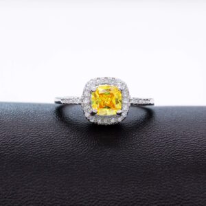 Uloveido Platinum Plated Cushion Cut Cubic Zirconia Wedding Engagement Rings for Women, Square Ring Gift for Graduation (Yellow, Size 7) Y3100