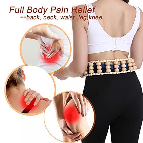 Wood Back Massage Roller Rope, Wood Therapy Cellulite Self Massage Tools for Back Neck Leg Pain Relief