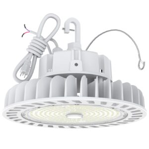 hyperlite high bay led lights 200w 28,000lm(140lm/w) 4000k cri>80 1-10v dimmable ul listed hanging hook safe 5' cable with 110v plug ufo high bay light for shopping mall warehouse