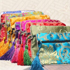 NHW EAVOQLB 16 pcs traditional brocade bag embroidery bag jewelry bag Shu Jin fringed Wallet Zipper jewelry bag value set