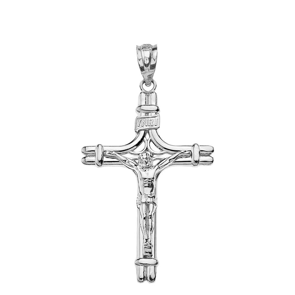 CaliRoseJewelry Sterling Silver INRI Crucifix Jesus on The Cross Pendant