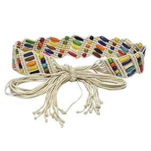 uniquetotop bohemia womens' colorful woven belt wax rope skirt dress belts