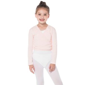 bezioner ballet wrap top girls ballet sweater dance sweater for girls pink, s