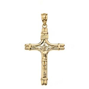 calirosejewelry 10k inri crucifix jesus on the cross pendant in yellow gold