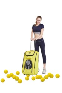 viv pickleball tennis bag: all-in-one pickleball bag, hopper, and feeder with wheels. store, travel, practice with pickleball, tennis, baseball, softball gears. pickleball hopper, tennis ball hopper