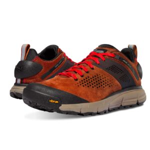 danner trail 2650 hiking shoes for men - durable suede, lightweight textile with breathable mesh lining, ortholite footbed, & vibram traction outsole, brown/red 10-medium