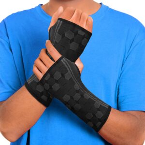 sparthos wrist support sleeves (pair) – medical compression for carpal tunnel and wrist pain relief – wrist brace for men and women (medium, midnight black)