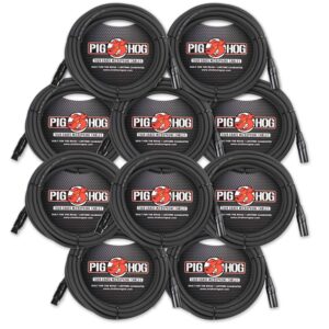 pig hog phm25 25' ft xlr 8mm tour grade mic cable (10-pack)