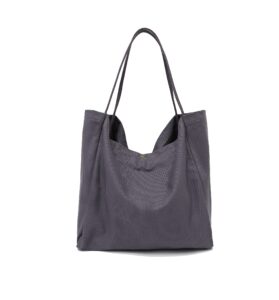 jeelow canvas tote handbag shoulder bag purse lightweight yoga shopping travel for men women (grey purple oversize)