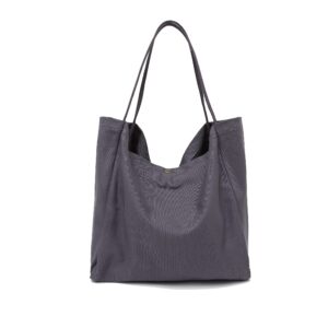 Jeelow Canvas Tote Handbag Shoulder Bag Purse Lightweight Yoga Shopping Travel For Men Women (Grey Purple Oversize)