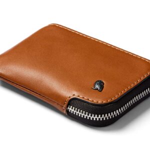 Bellroy Card Pocket (Small Leather Zipper Card Holder Wallet, Holds 4-15 Cards, Contains Internal Coin Pouch, Folded Note Storage) - Caramel