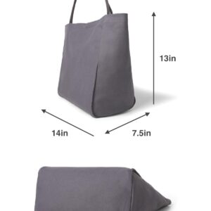 Jeelow Canvas Tote Handbag Shoulder Bag Purse Lightweight Yoga Shopping Travel For Men Women (Grey Purple Oversize)