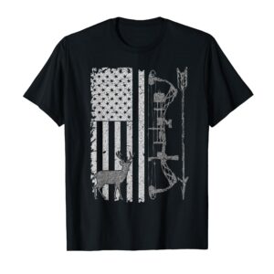 American Deer Hunting Bow Hunter Flag Accessories Hunt Gift T-Shirt