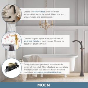 Moen Voss Brushed Nickel One-Handle Freestanding Floor Mount Tub Filler, Freestanding Bathtub Faucet with Handshower, 695BN