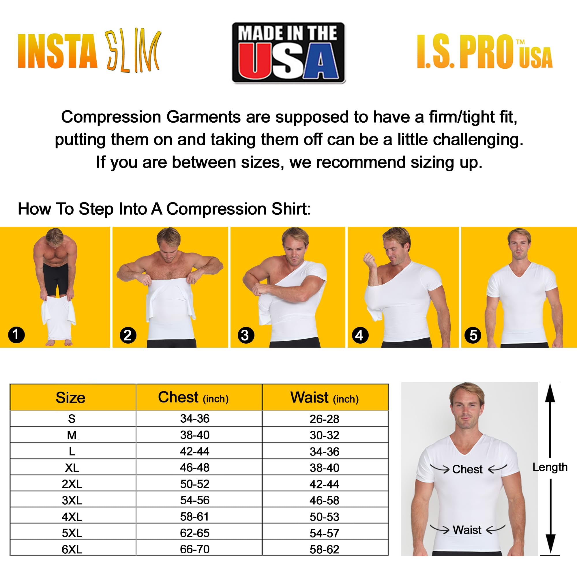 Insta Slim Mens Compression Sleeveless V Neck Muscle Shirt- Slimming Body Shaper Undershirt(Large, White)