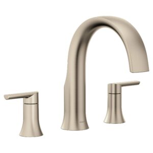 moen ts983bn doux two-handle roman tub faucet, valve required, brushed nickel