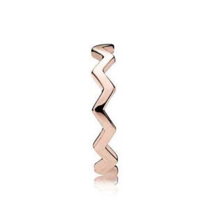 Pandora Polished Zigzag Ring - Contemporary & Classic Ring - Rose Gold Ring for Women - Layering or Stackable Ring - Gift for Her - 14k Rose Gold-Plated Rose - Size 5