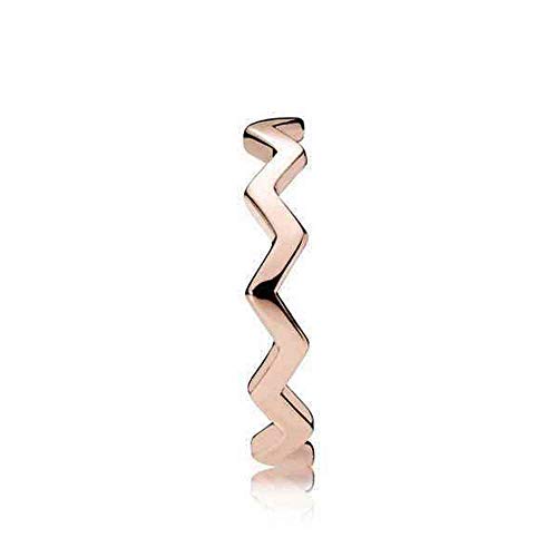 Pandora Polished Zigzag Ring - Contemporary & Classic Ring - Rose Gold Ring for Women - Layering or Stackable Ring - Gift for Her - 14k Rose Gold-Plated Rose - Size 5