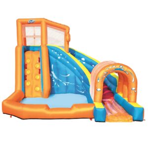 bestway hurricane tunnel blast inflatable water park play center | includes big water slide, water blob, climbing wall, and pool area | outdoor summer fun for kids & families