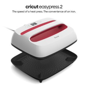 Cricut EasyPress 2 Heat Press Machine (12 in x 10 in), Ideal for T-Shirts, Tote Bags, Pillows, Aprons & More, Precise Temperature Control, Features Insulated Safety Base & Auto-Off, Raspberry