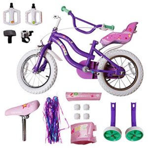 COEWSKE Kid's Bike Bicycles Steel Frame, Toddler Girls Bicycle Little Princess Style 12-14-16-18-20 Inch with Training Wheel for Age 4-7 (16 Inch, Purple)