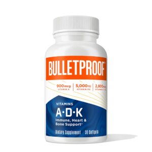 bulletproof vitamins a-d-k softgels, 30 count, supplement for heart, bone health and immune support