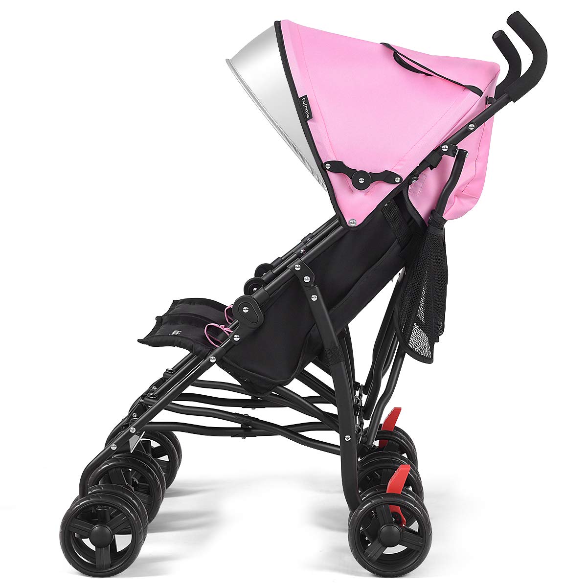 BABY JOY Double Light-Weight Stroller, Travel Foldable Design, Twin Umbrella Stroller with 5-Point Harness, Cup Holder, Sun Canopy for Baby, Toddlers (Pink)