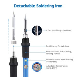 LDK Soldering Iron Kit Electric 60W 110V Adjustable Temperature Soldering Gun Welding Tools, 5pcs Soldering Iron Replacement Tips, Sponge and Solder Wire