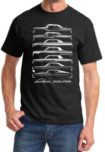 1955-69 ford fairlane evolution classic outline design tshirt large black