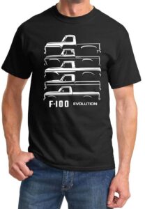 1953-1977 ford f100 f-100 pickup truck evolution classic outline design tshirt large black