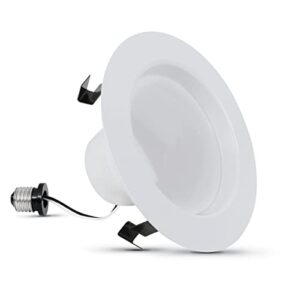 feit electric 4 inch led recessed lighting retrofit downlight - pre-mounted trim - standard base adapter - 3000k bright white - dimmable- 75w equivalent - high output - 1 pack - ledr4ho/930ca