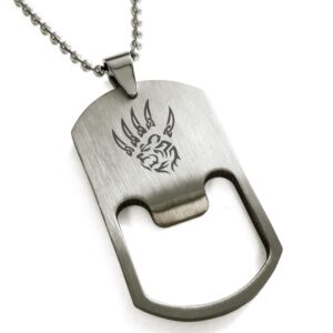 tioneer stainless steel ferocious bear claw bottle opener dog tag pendant necklace