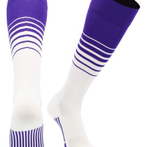 TCK Sports Elite Breaker Soccer Socks (Purple/White, Medium)