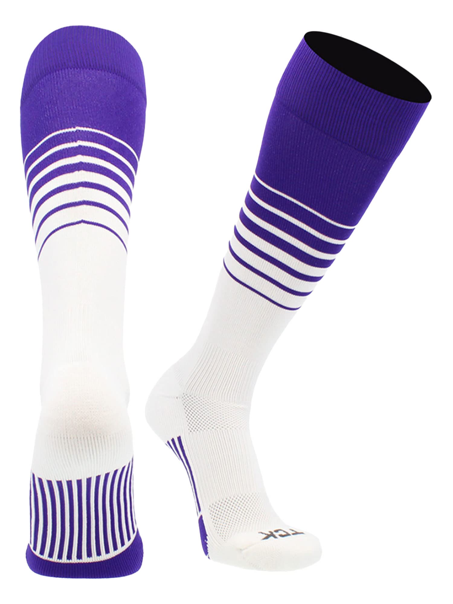 TCK Sports Elite Breaker Soccer Socks (Purple/White, Medium)