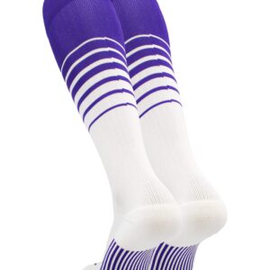 TCK Sports Elite Breaker Soccer Socks (Purple/White, Medium)