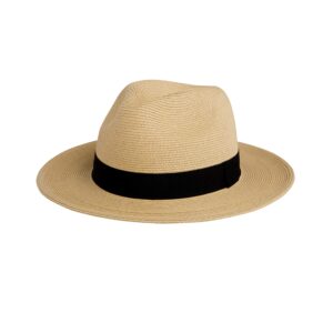 pineapple&star sun straw fedora beach hat fine braid upf50+ for unisex (medium, beige)