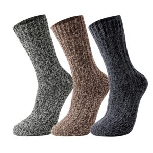 glenmearl 3 pack womens and mens merino wool hiking socks winter warm soft snow boot crew socks for women & mens (size 7-10)