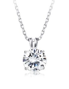 sllaiss sets with swarovski zirconia sterling silver solitaire pendant necklace for women round-cut cz necklace chain jewelry gift (2 cttw), 18”